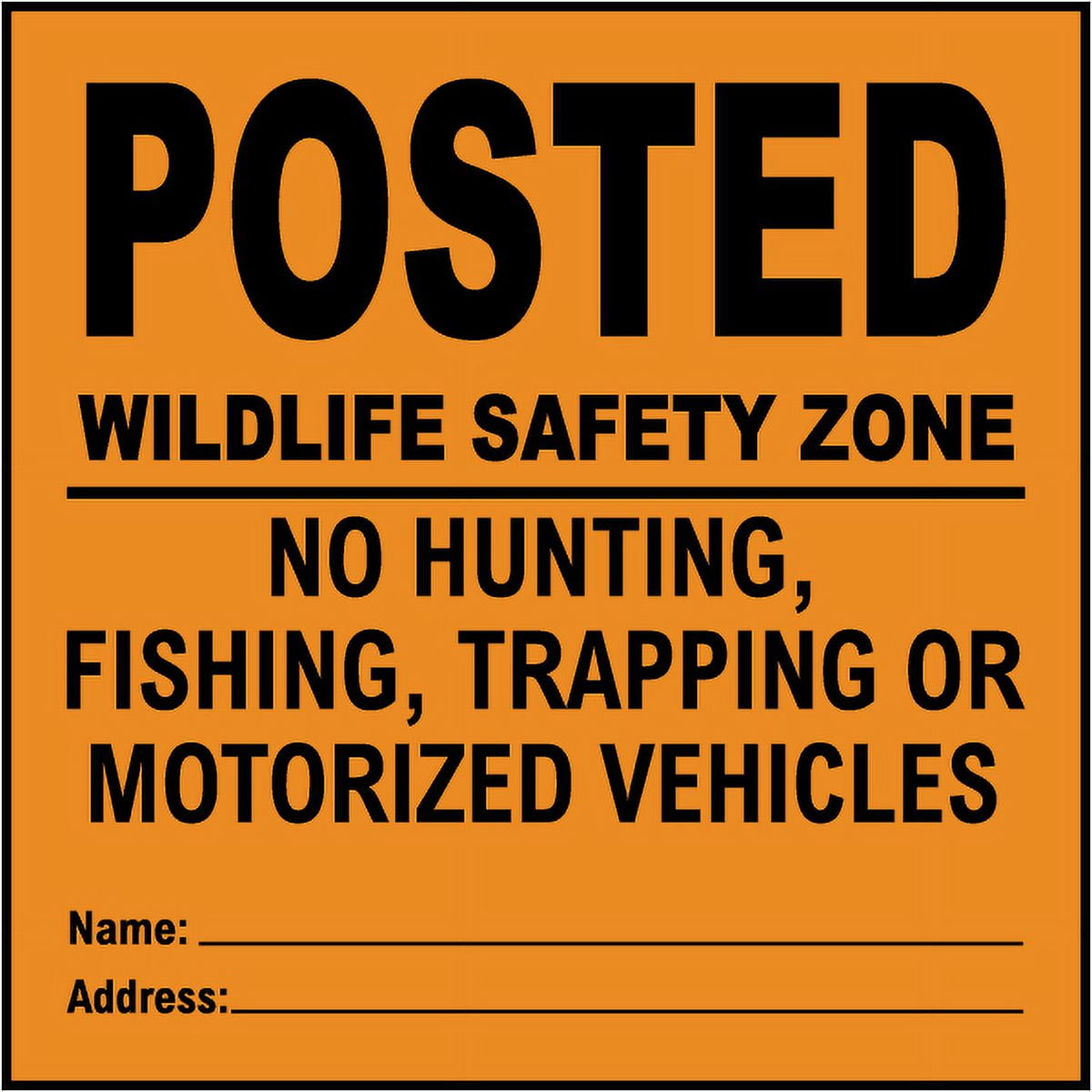 Vinyl Stickers - Orange Posted Wildlife Safety Zone Sign - Safety and ...