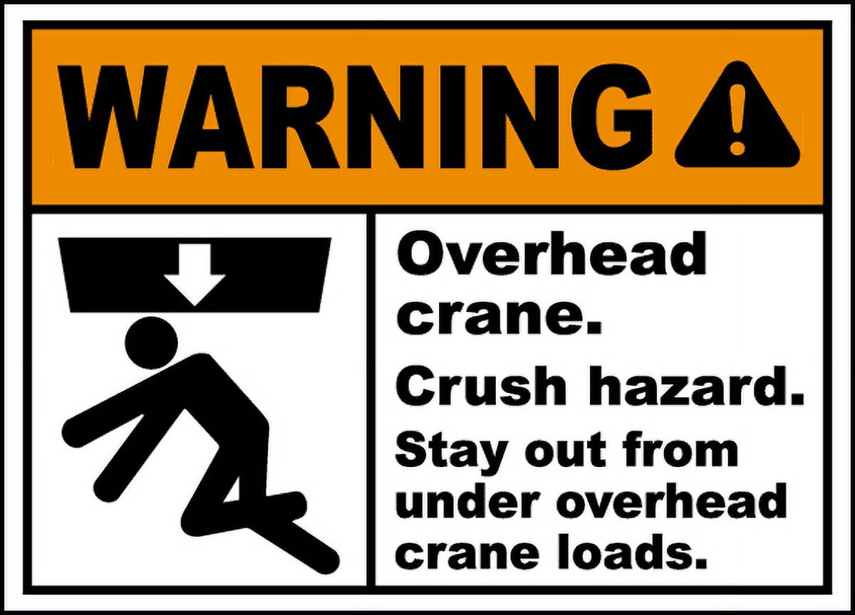 Vinyl Stickers - Overhead Crane Crush Hazard Sign - Safety and Warning ...