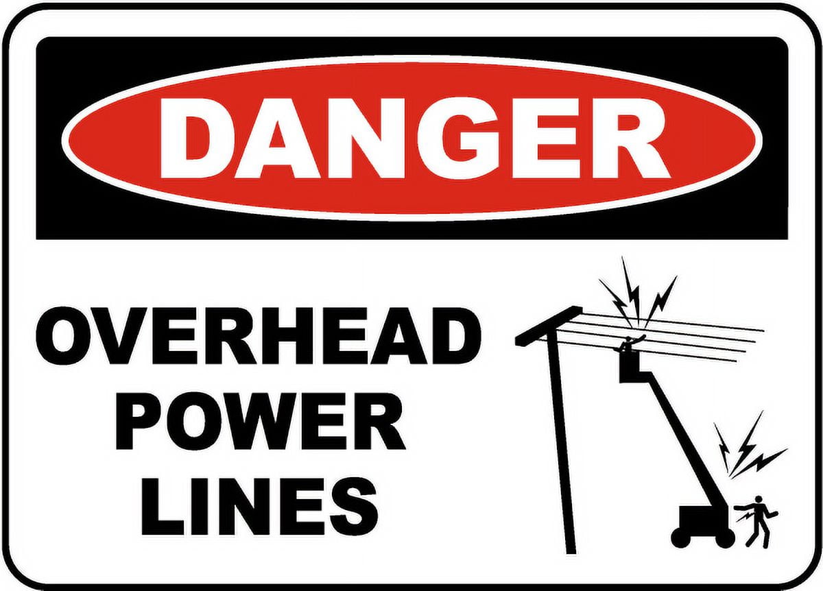 Vinyl Stickers - Overhead Power Lines Sign - Safety and Warning ...