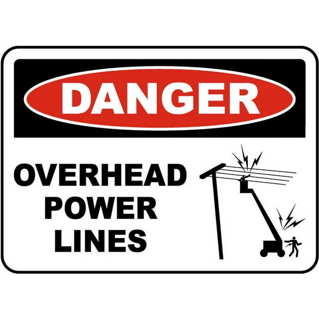 Vinyl Stickers - Overhead Power Lines Sign - Safety and Warning ...