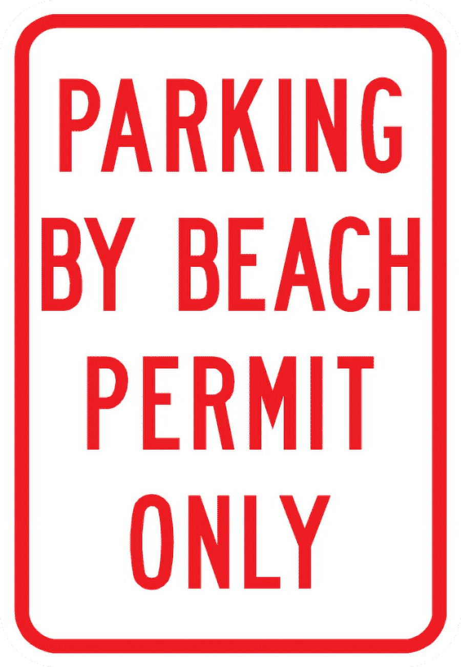 Vinyl Stickers - PS-47-Parking by Beach Permit Only Sign - Safety and ...