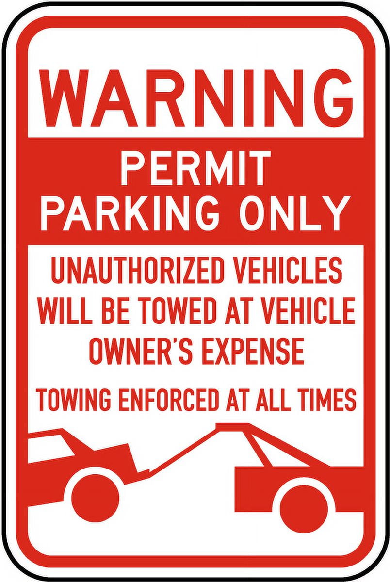 Vinyl Stickers - Permit Parking Only Violators Towed Sign T6 - Safety ...