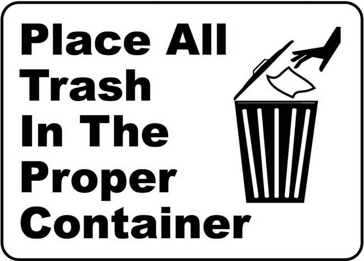 Vinyl Stickers - Place Trash in Proper Container Sign - Safety and ...