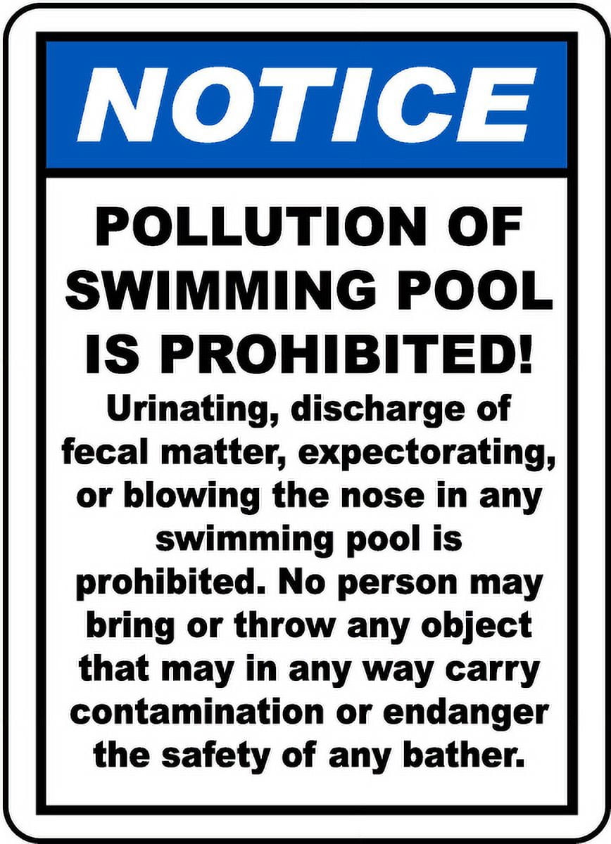 Vinyl Stickers - Pollution of The Pool is Prohibited Sign - Safety and ...