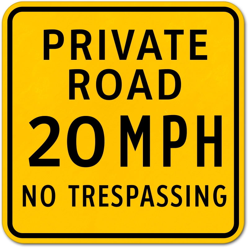 Vinyl Stickers - Private Road 20 MPH Sign - Safety and Warning ...