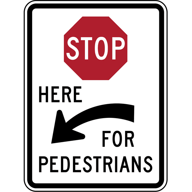 Vinyl Stickers - R1-5c: Stop Here for Pedestrians - Safety and Warning ...