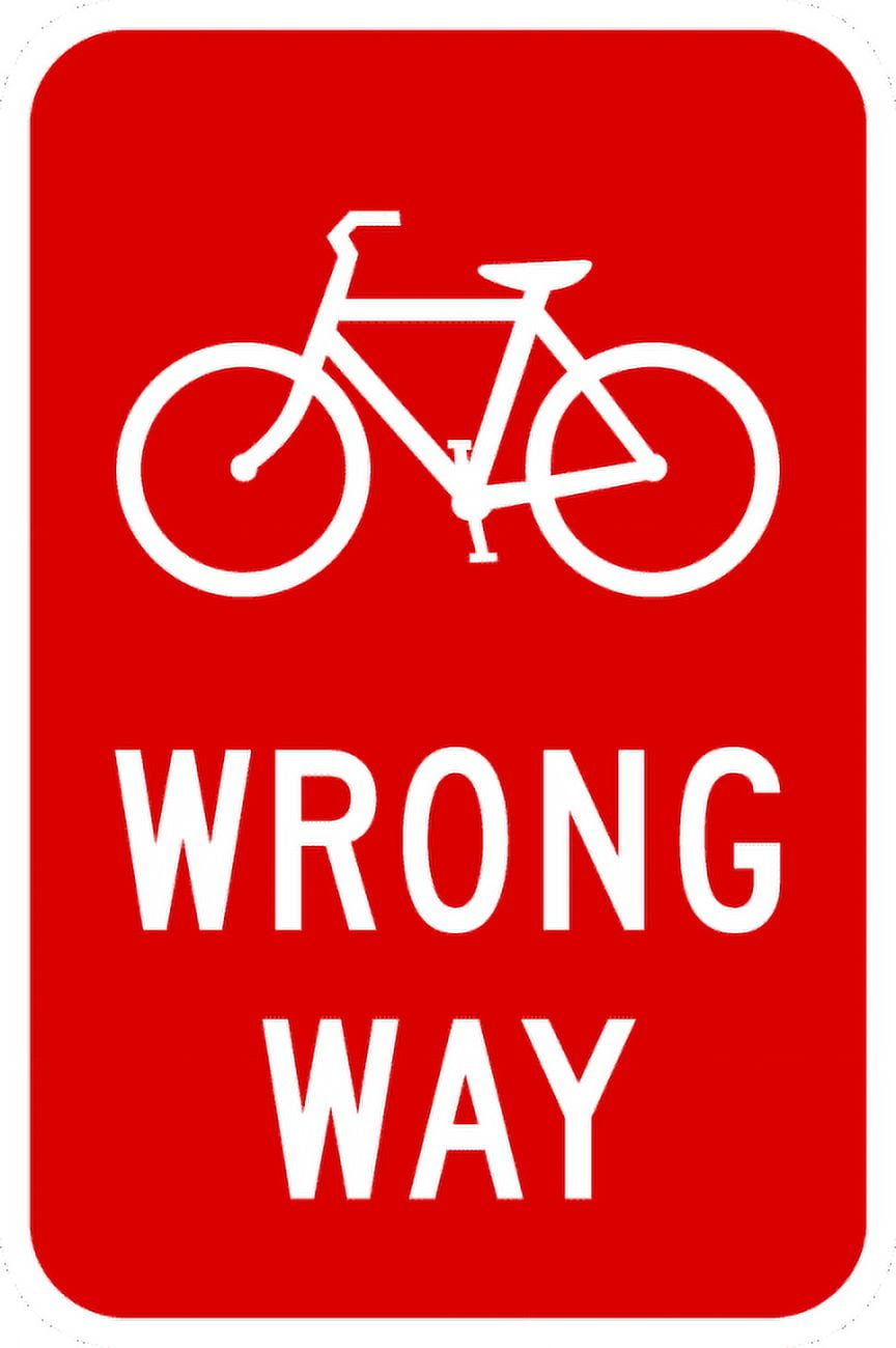 Vinyl Stickers - R5-1lb-Bicycle Wrong Way - Safety and Warning ...