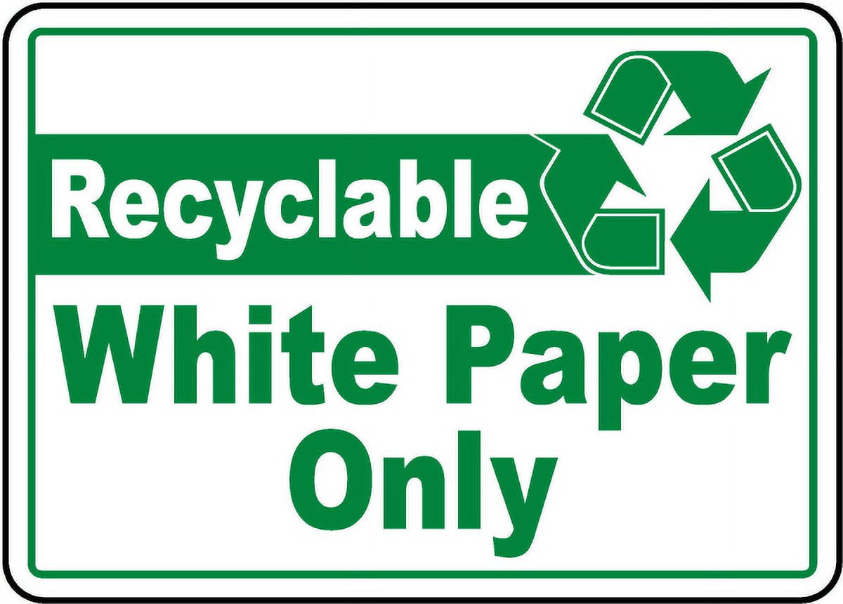Vinyl Stickers - Recyclable White Paper Only Sign - Safety and Warning ...