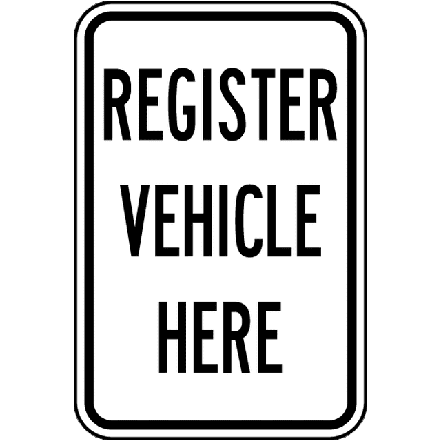 Vinyl Stickers - Register Vehicle Here Sign - Safety and Warning ...