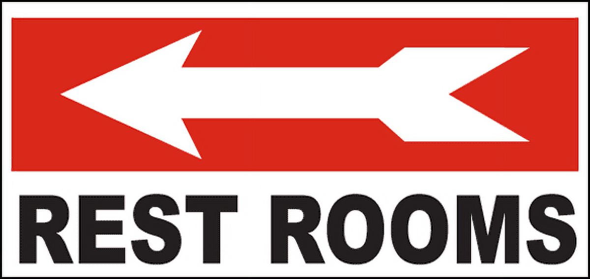 Vinyl Stickers - Rest Rooms (Left Arrow) Sign - Safety and Warning ...