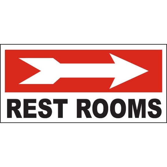 Vinyl Stickers - Rest Rooms (Right Arrow) Sign - Safety and Warning ...