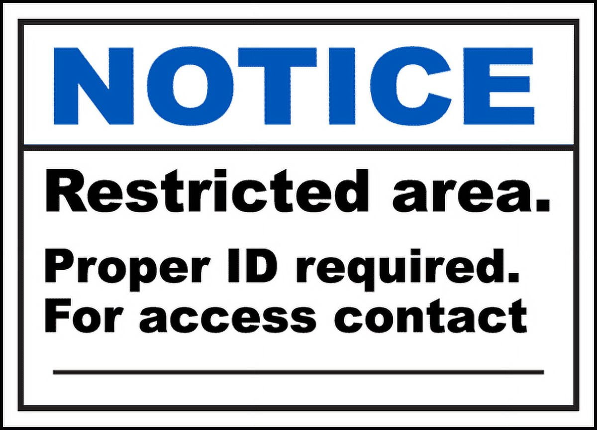 Vinyl Stickers - Restricted Area ID Required Sign - Safety and Warning ...