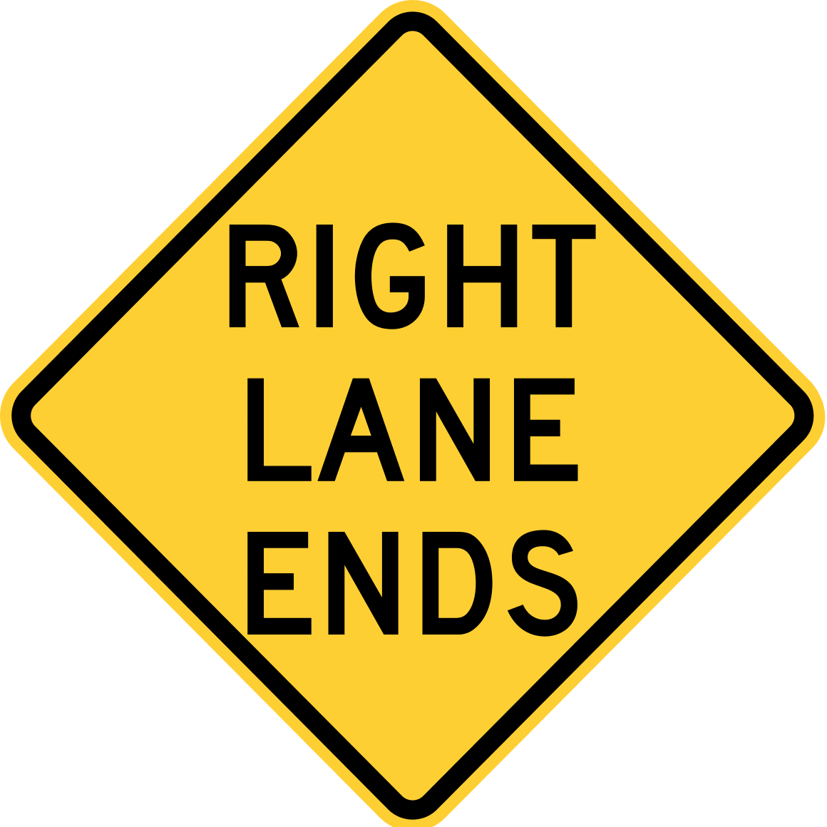 Vinyl Stickers - Right Lane Ends Warning Sign - Safety and Warning ...