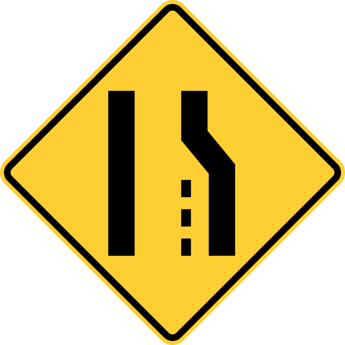 Vinyl Stickers - Right Lane Ends or Road Narrows from The Right ...