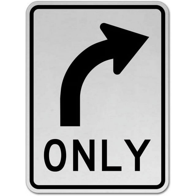 Vinyl Stickers - Right Turn Only Sign G3 - Safety and Warning Warehouse ...