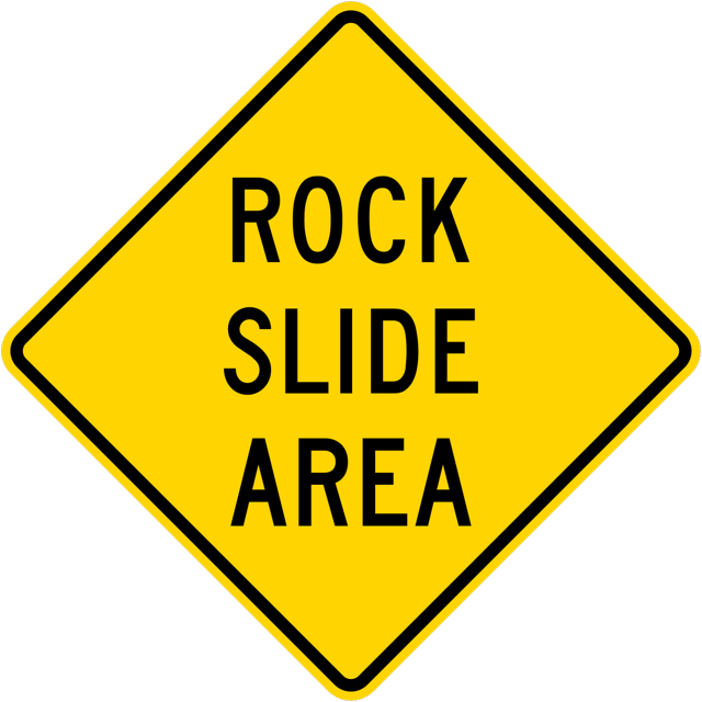 Vinyl Stickers - Rock Slide Area, California - Safety and Warning ...