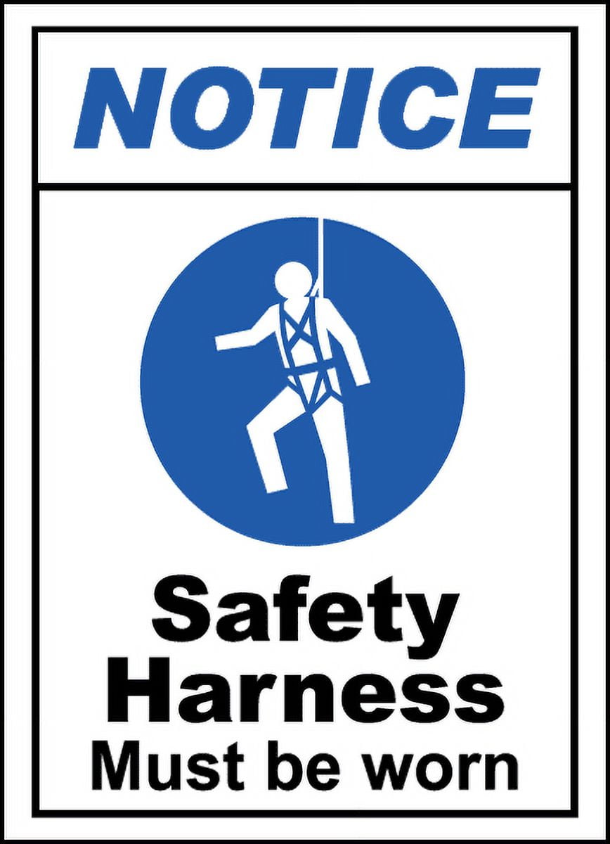 Vinyl Stickers - Safety Harness Must Be Worn Sign - Safety and Warning ...