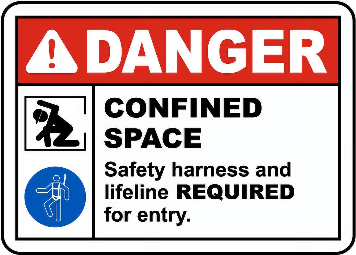 Vinyl Stickers - Safety Harness and Lifeline Required for Entry Sign ...
