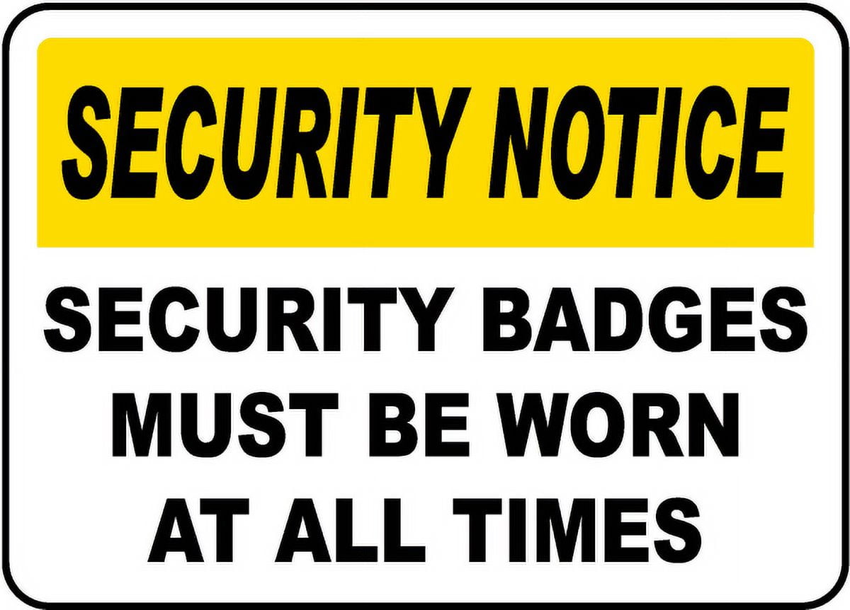 Vinyl Stickers - Security Badge Must Be Worn Sign - Safety and Warning ...