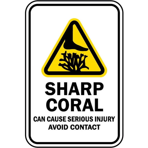 Vinyl Stickers - Sharp Coral Avoid Contact Sign - Safety and Warning ...