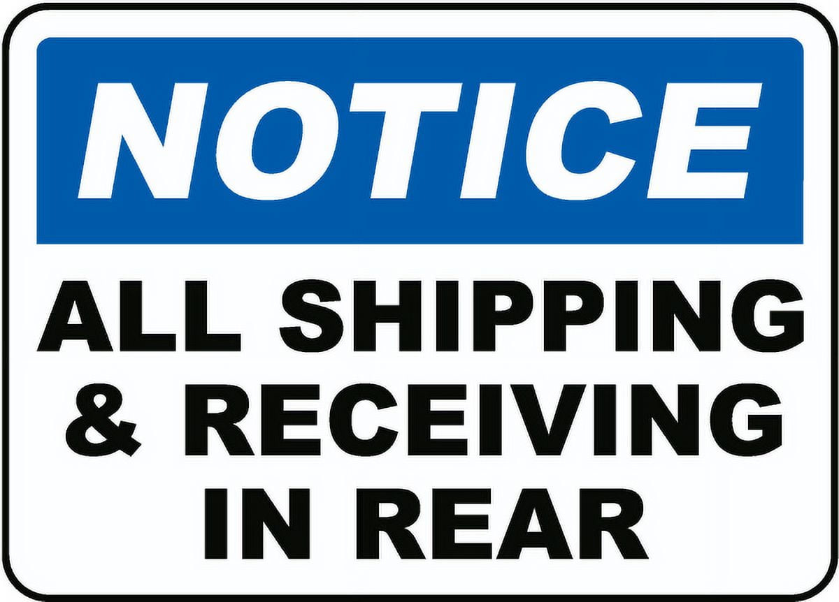 Vinyl Stickers - Shipping & Receiving in Rear Sign - Safety and Warning ...