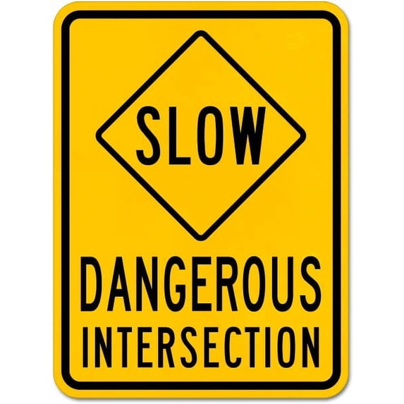 Vinyl Stickers - Slow Dangerous Intersection Sign - Safety and Warning ...