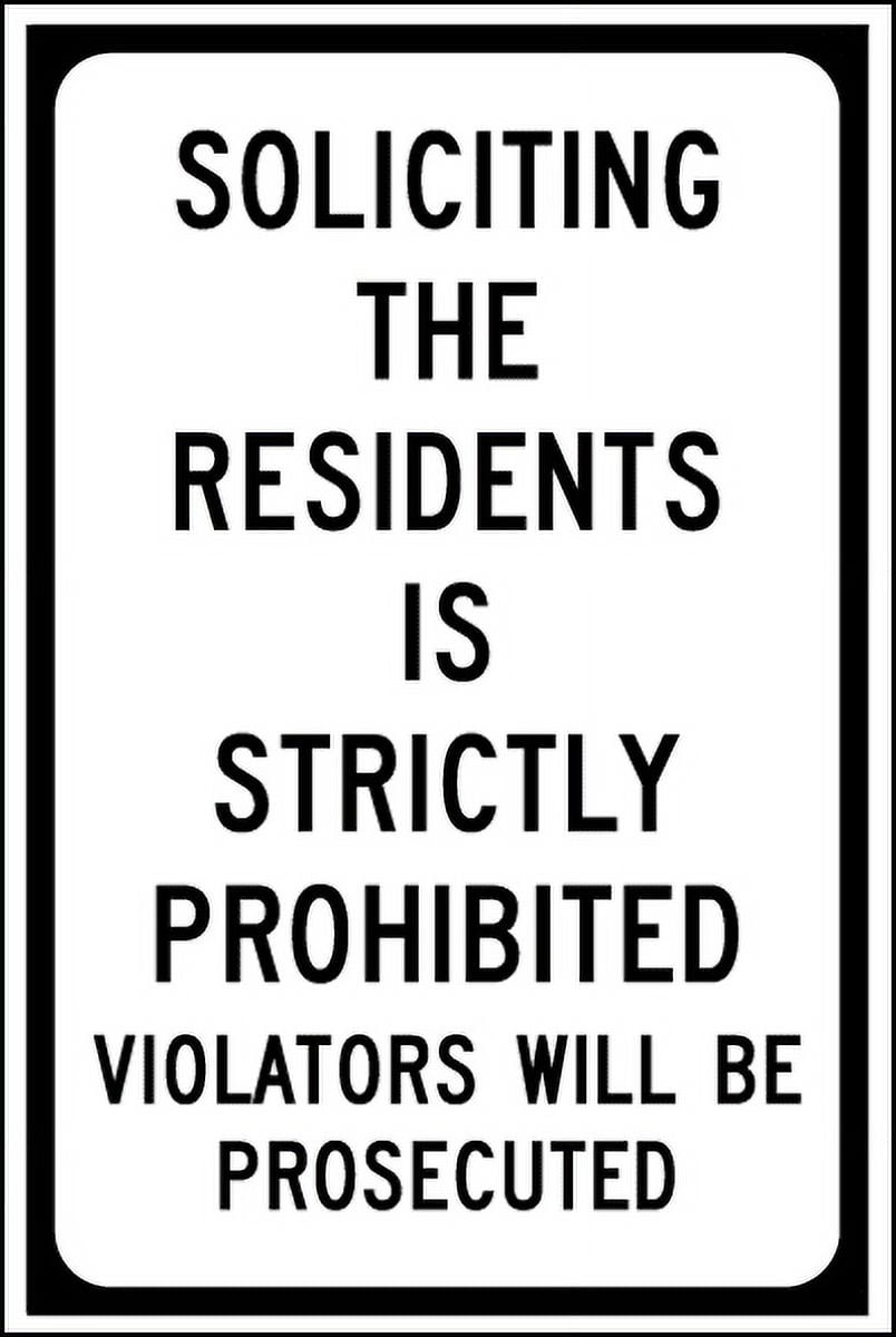 Vinyl Stickers - Soliciting Residents Prohibited Sign - Safety and ...