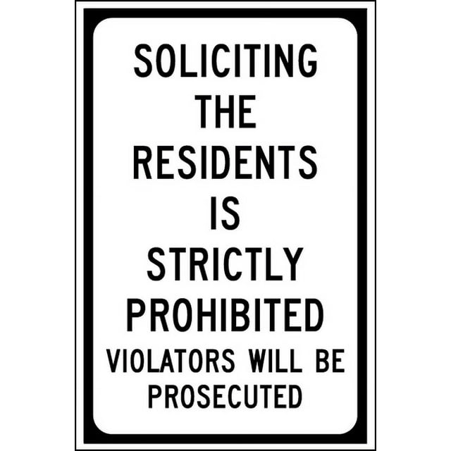 Vinyl Stickers - Soliciting Residents Prohibited Sign - Safety and ...