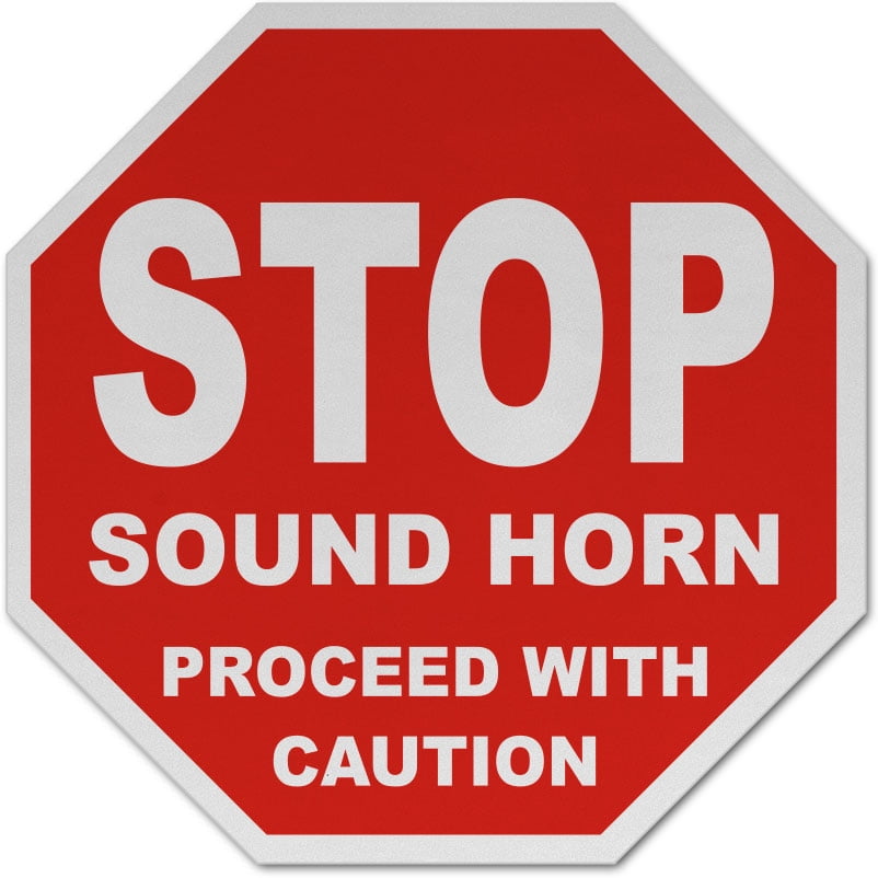 Vinyl Stickers - Sound Horn Proceed with Caution Sign 1 - Safety and ...