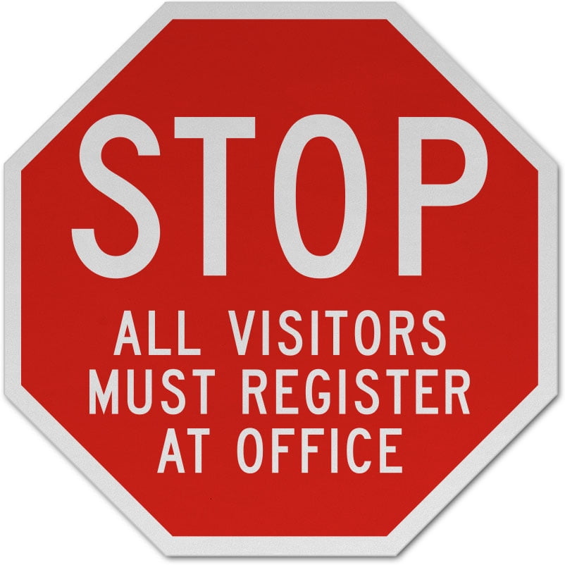 Vinyl Stickers - Stop All Visitors Must Register Sign - Safety and ...