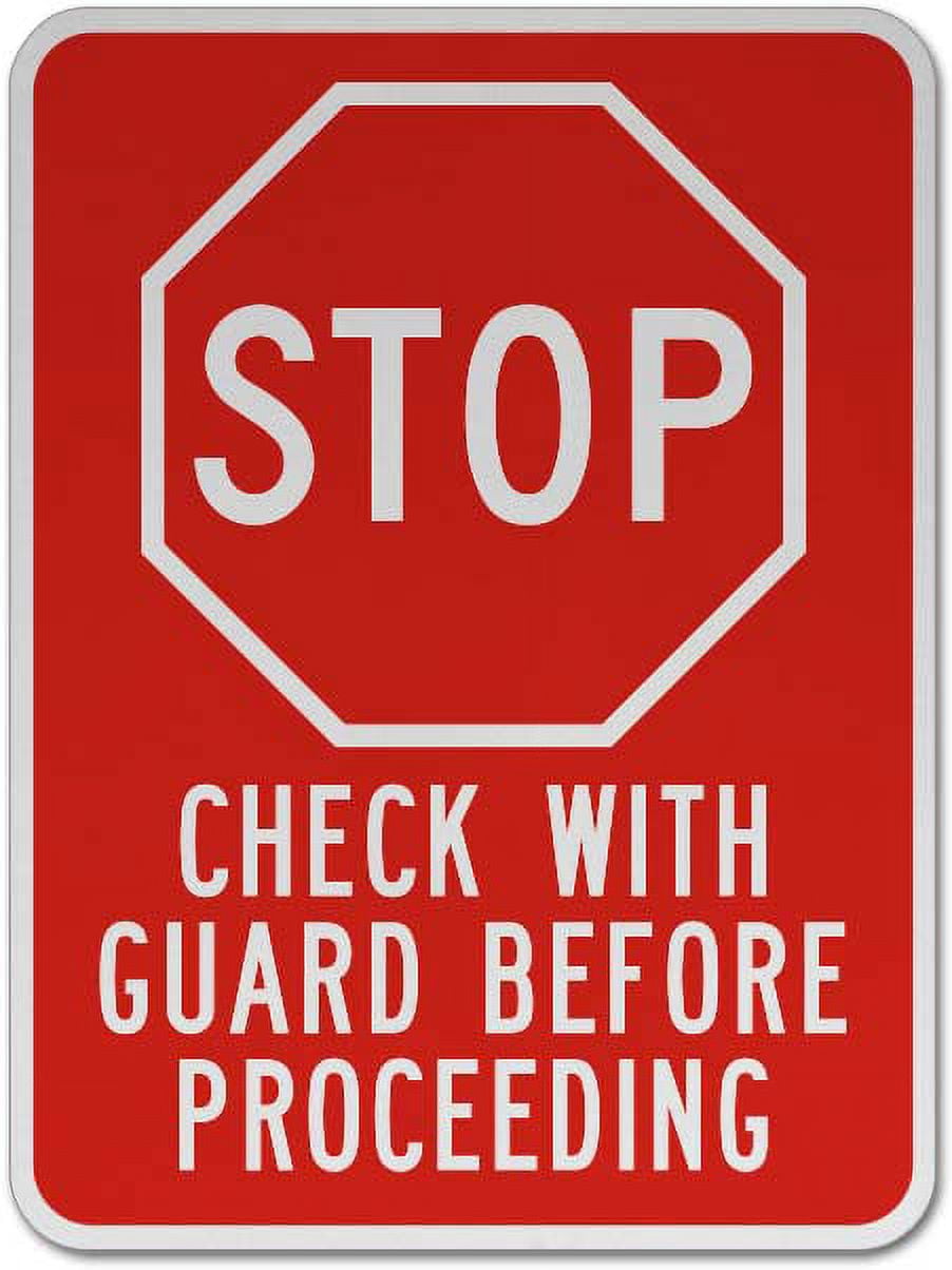 Vinyl Stickers - Stop Check with Guard Sign M8 - Safety and Warning ...
