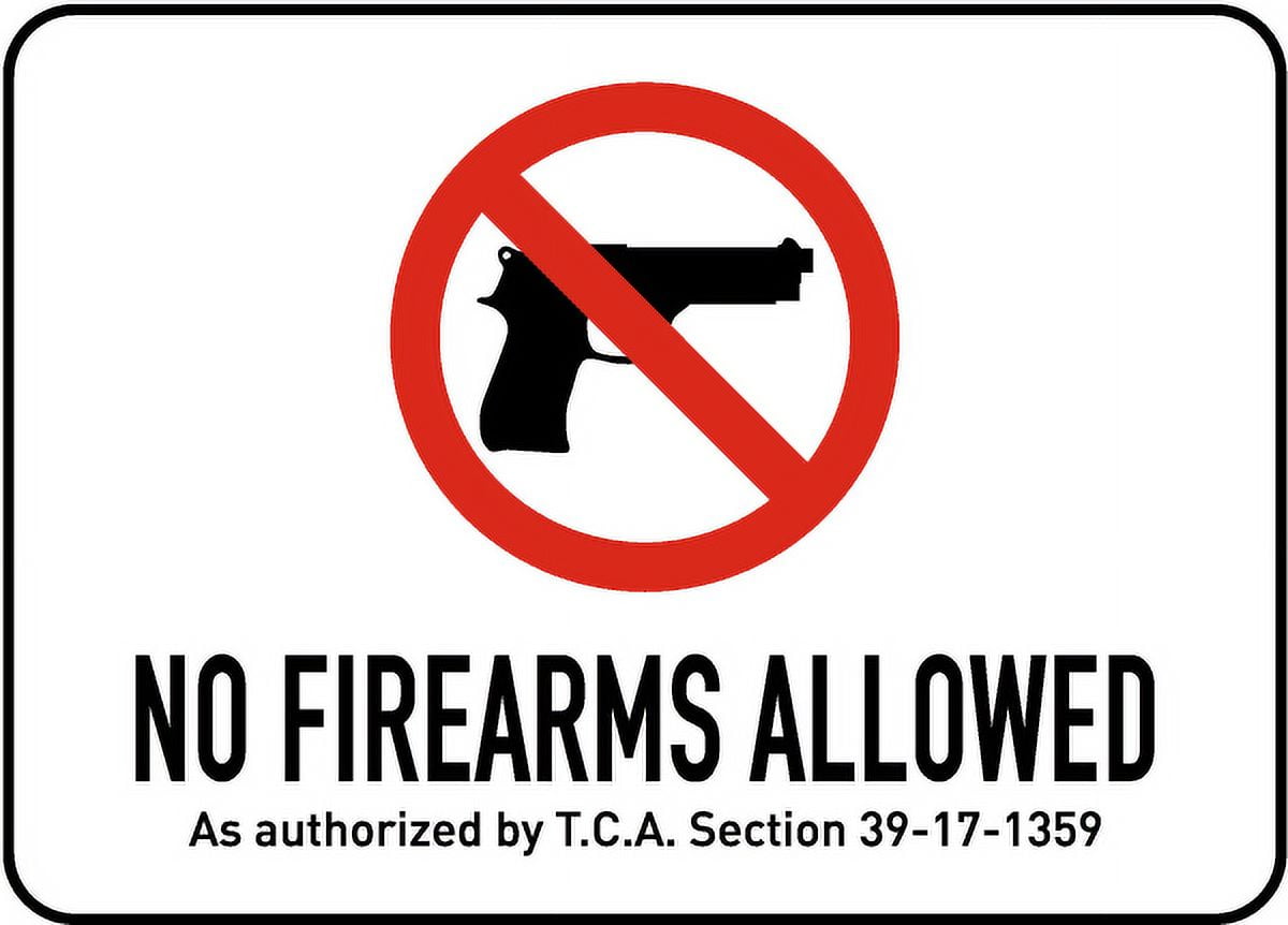 Vinyl Stickers - Tennessee No Firearms Allowed Sign - Safety and ...