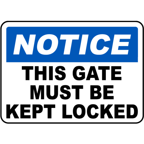 Vinyl Stickers - This Gate Must Be Kept Locked Sign - Safety and ...