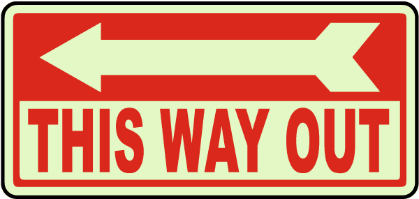 Vinyl Stickers - This Way Out (Left Arrow) Sign 2 - Safety and Warning ...