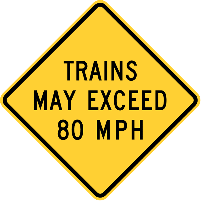 Vinyl Stickers - Trains May Exceed 80 mph - Safety and Warning ...