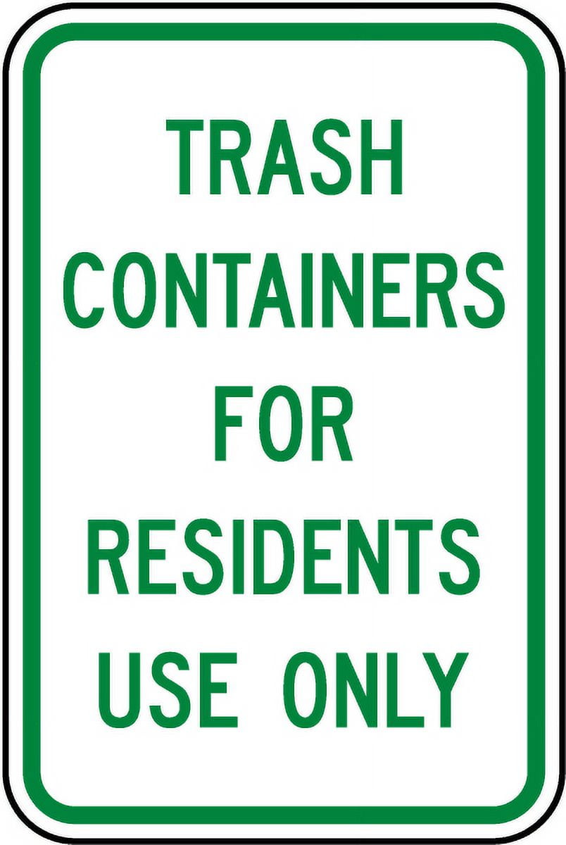 Vinyl Stickers - Trash Containers for Residents Only Sign - Safety and ...