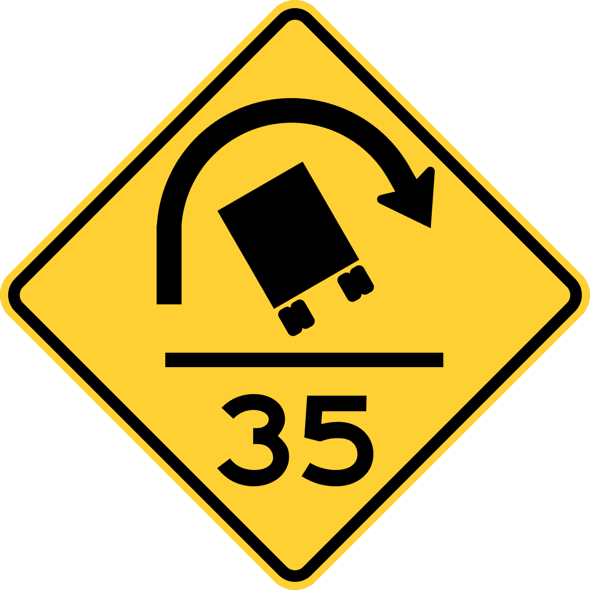 Vinyl Stickers - Truck Rollover Warning with Speed Advisory, Maryland ...