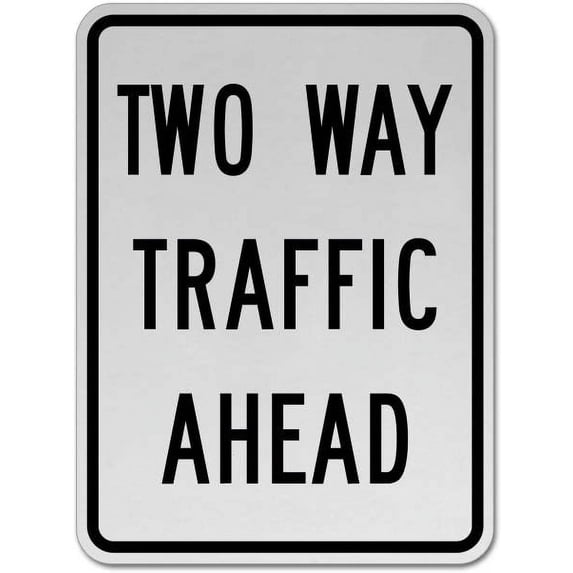 Vinyl Stickers - Two Way Traffic Ahead Sign - Safety and Warning ...