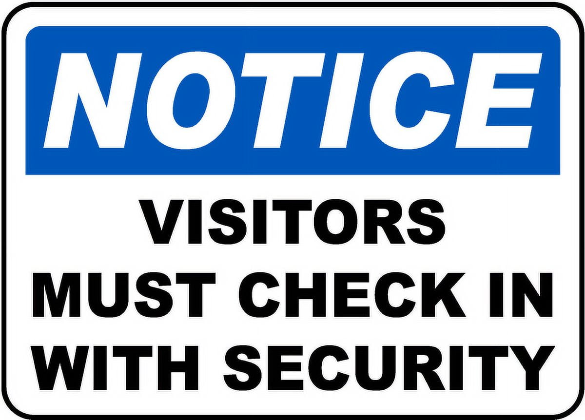 Vinyl Stickers - Visitors Must Check in with Security Sign - Safety and ...