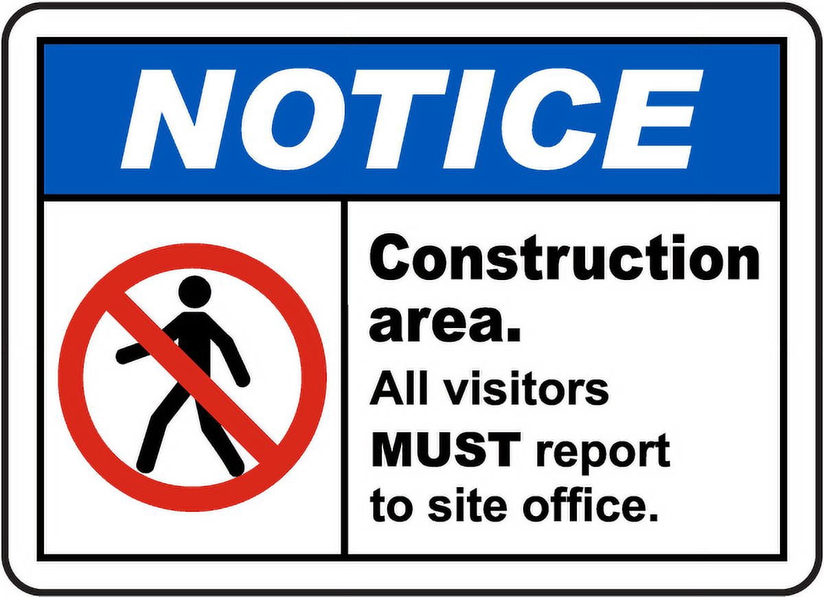 Vinyl Stickers - Visitors Must Report to Site Office Sign 2 - Safety ...