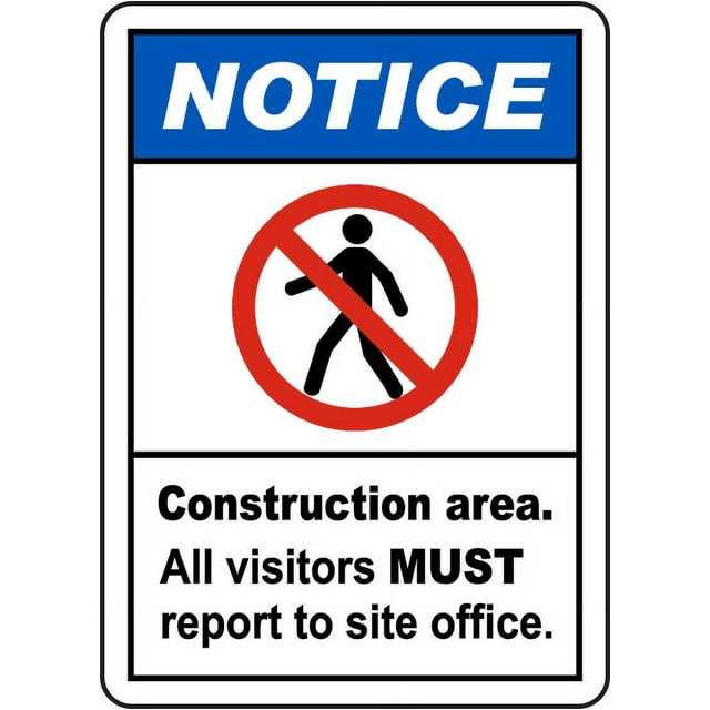Vinyl Stickers - Visitors Must Report to Site Office Sign 3 - Safety ...