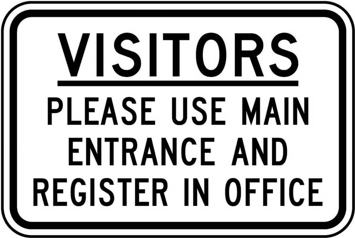 Vinyl Stickers - Visitors Use Main Entrance Sign 2 - Safety and Warning ...