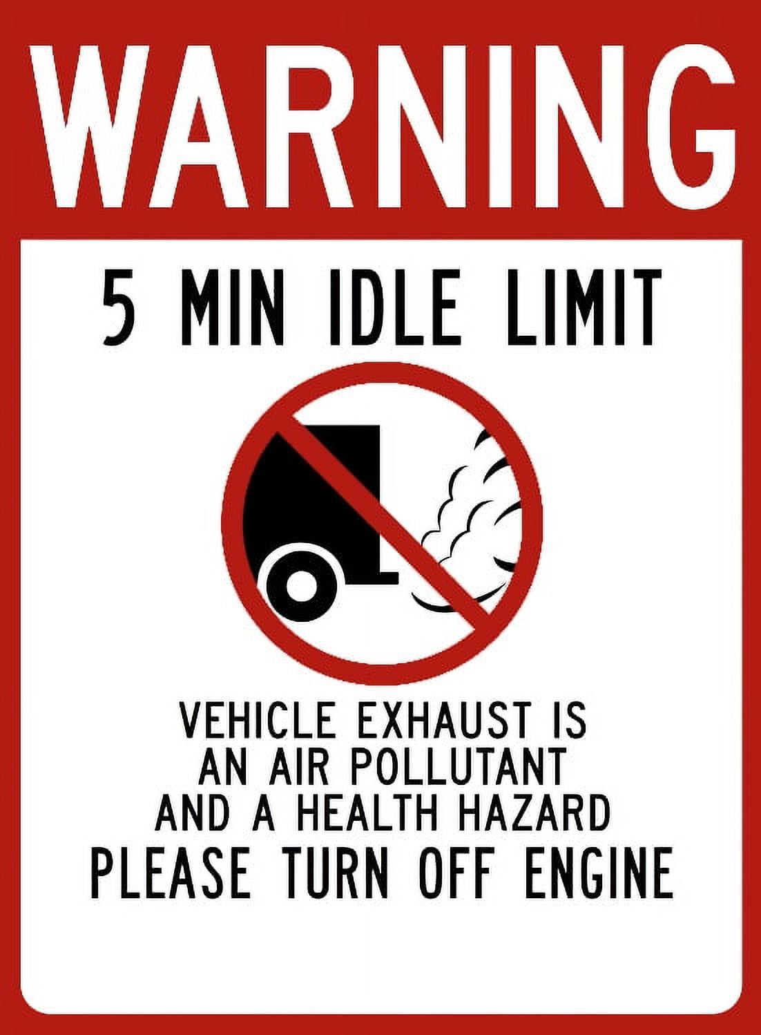 Vinyl Stickers - Warning 5 Min Idle Limit Sign - Safety and Warning ...