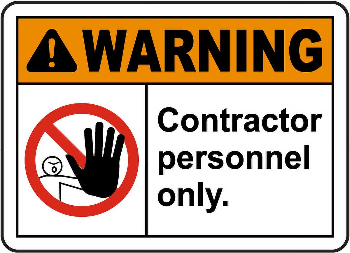 Vinyl Stickers - Warning Contractor Personnel Only Sign W1 - Safety and ...