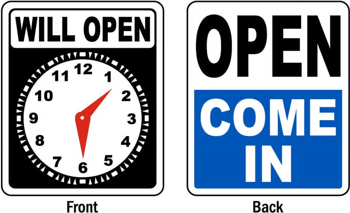 Vinyl Stickers - Will Open at/Open Come in Sign - Safety and Warning ...