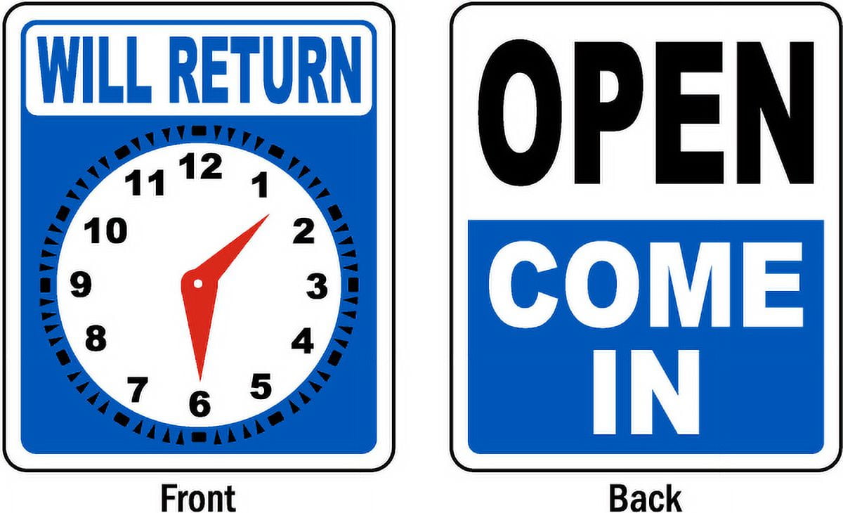 Vinyl Stickers - Will Return at/Open Come in Sign - Safety and Warning ...