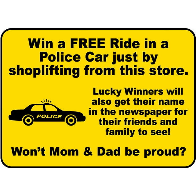 Vinyl Stickers - Win A Free Ride in A Police Car Sign - Safety and ...