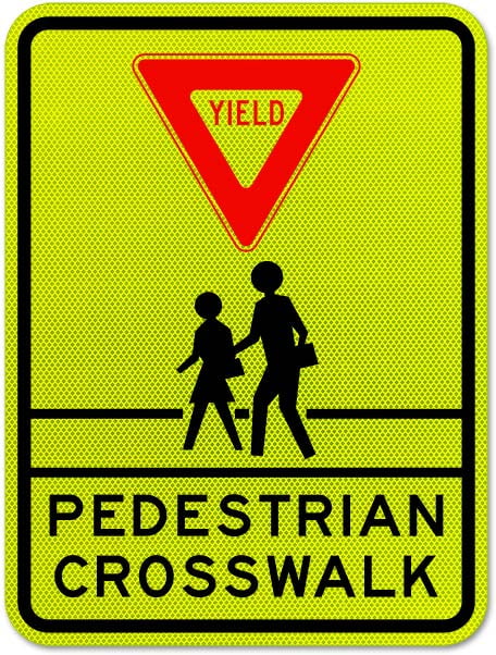 Vinyl Stickers - Yield Pedestrian Crosswalk Sign - Safety and Warning ...