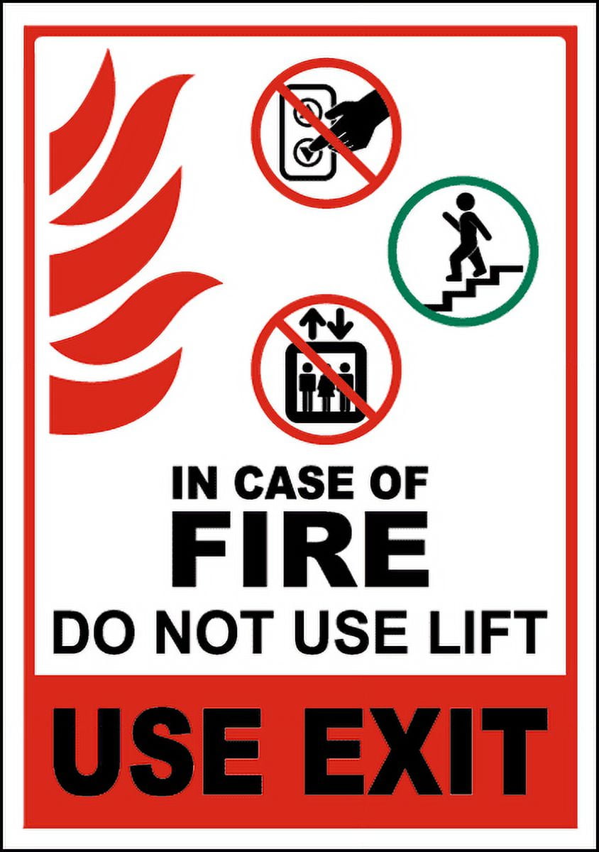 Vinyl Stickers - in Case of Fire Do Not Use Lift Sign - Safety and ...