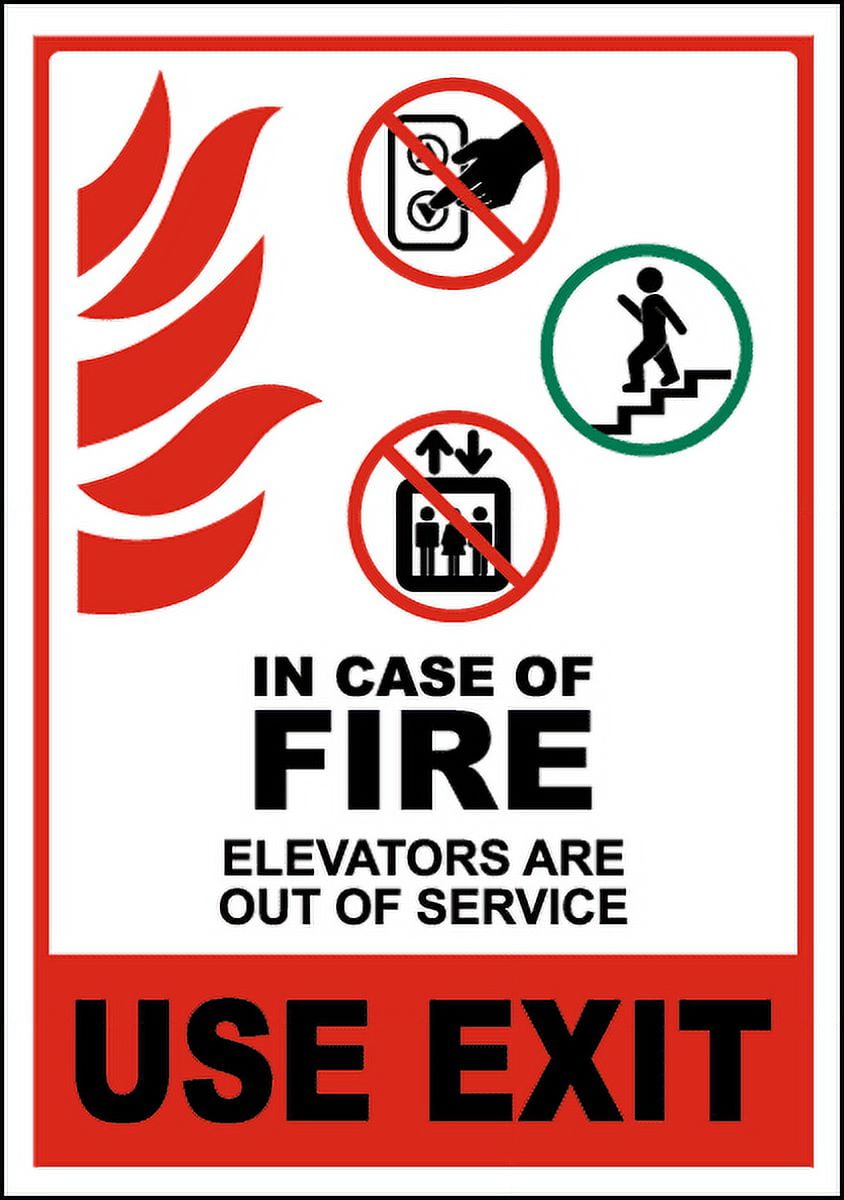 Vinyl Stickers - in Case of Fire Elevators Out of Service Sign - Safety ...